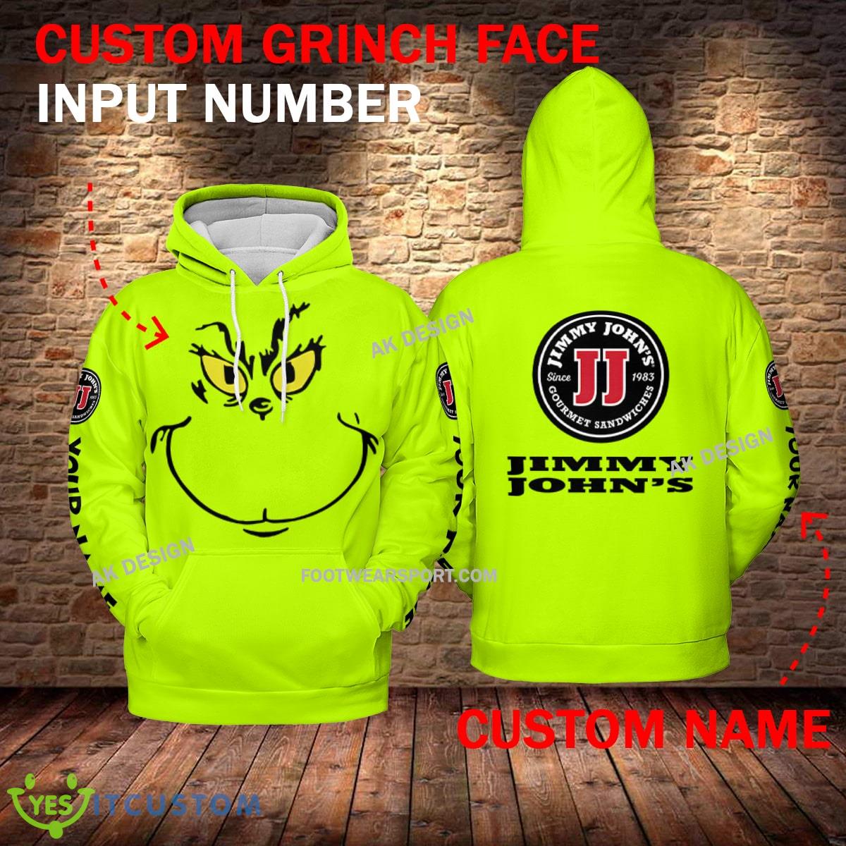 Jimmy John's Grinch Face 3D Hoodie, Sweater Green Brand Full Print ...