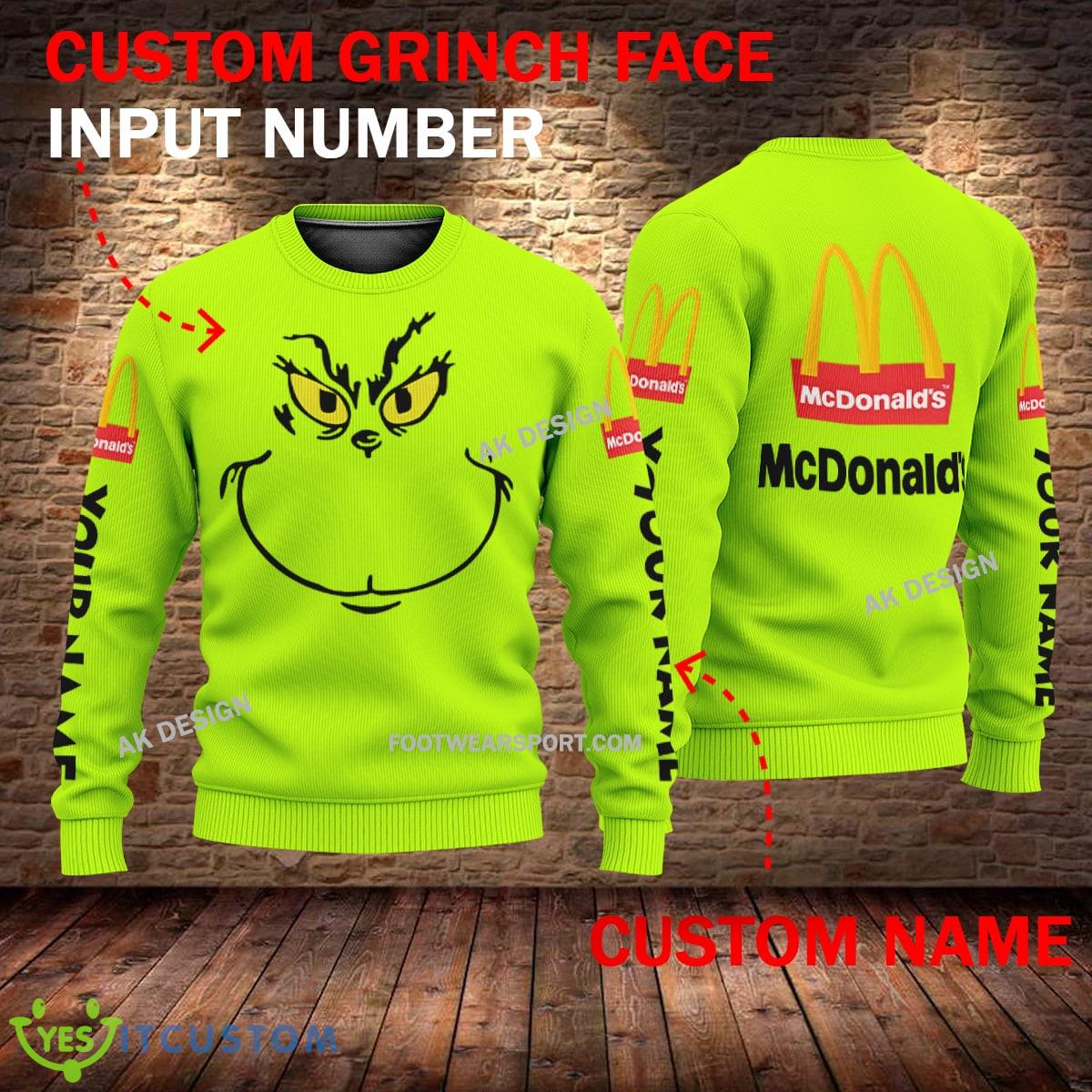 Mcdonald's Grinch Face 3D Hoodie, Sweater Green Brand Full Print Custom ...