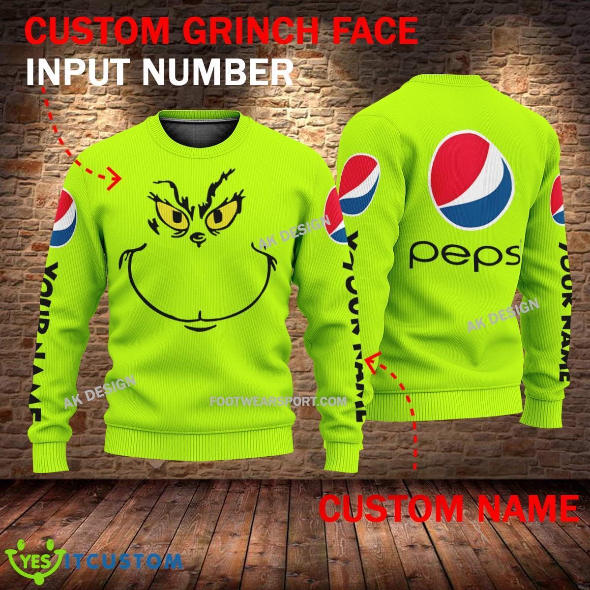 Pepsi Grinch Face 3D Hoodie, Sweater Green Brand Full Print Custom ...