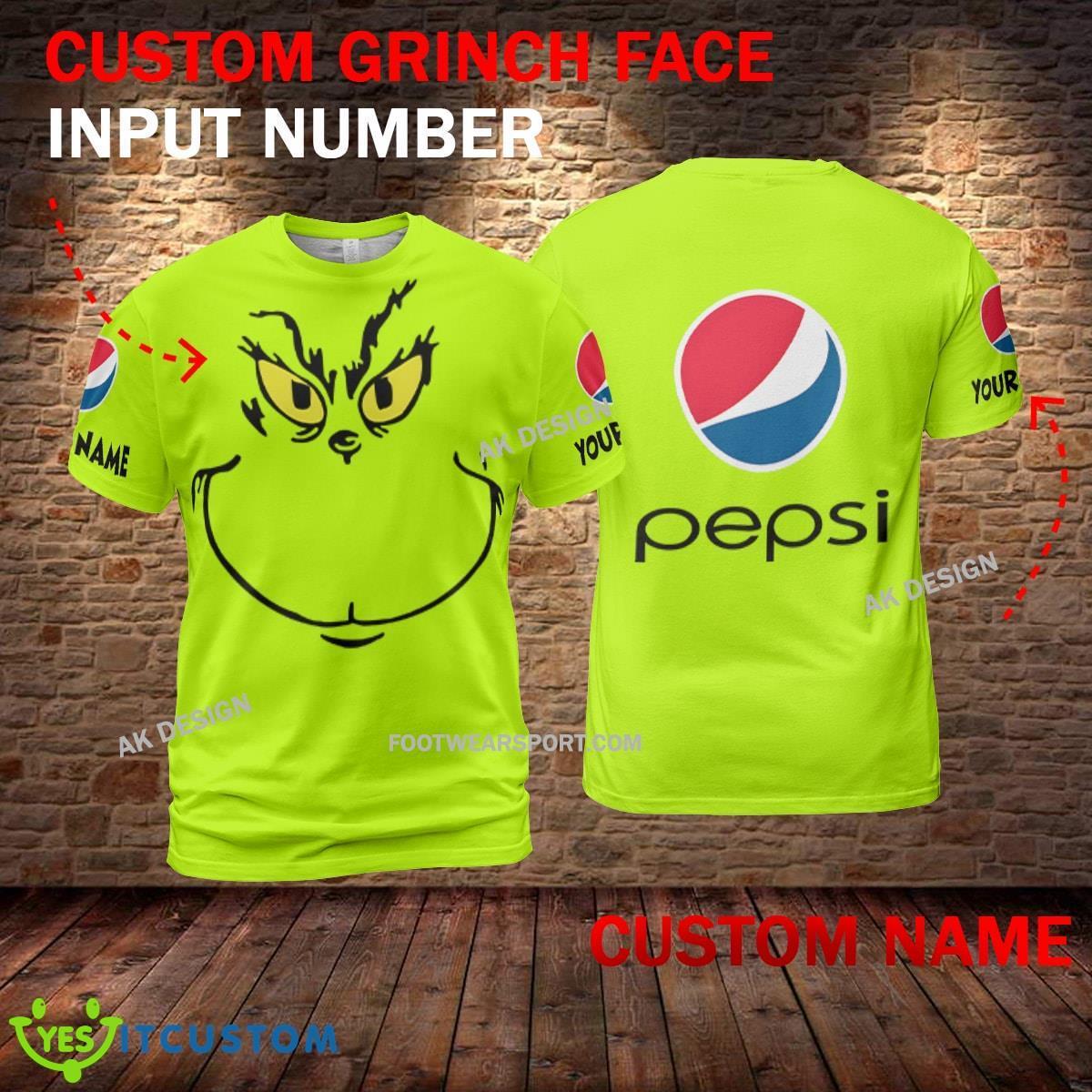 Pepsi Grinch Face 3D Hoodie, Sweater Green Brand Full Print Custom ...