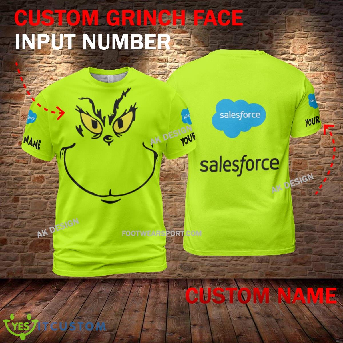 Salesforce Grinch Face 3D Hoodie, Sweater Green Brand Full Print Custom ...