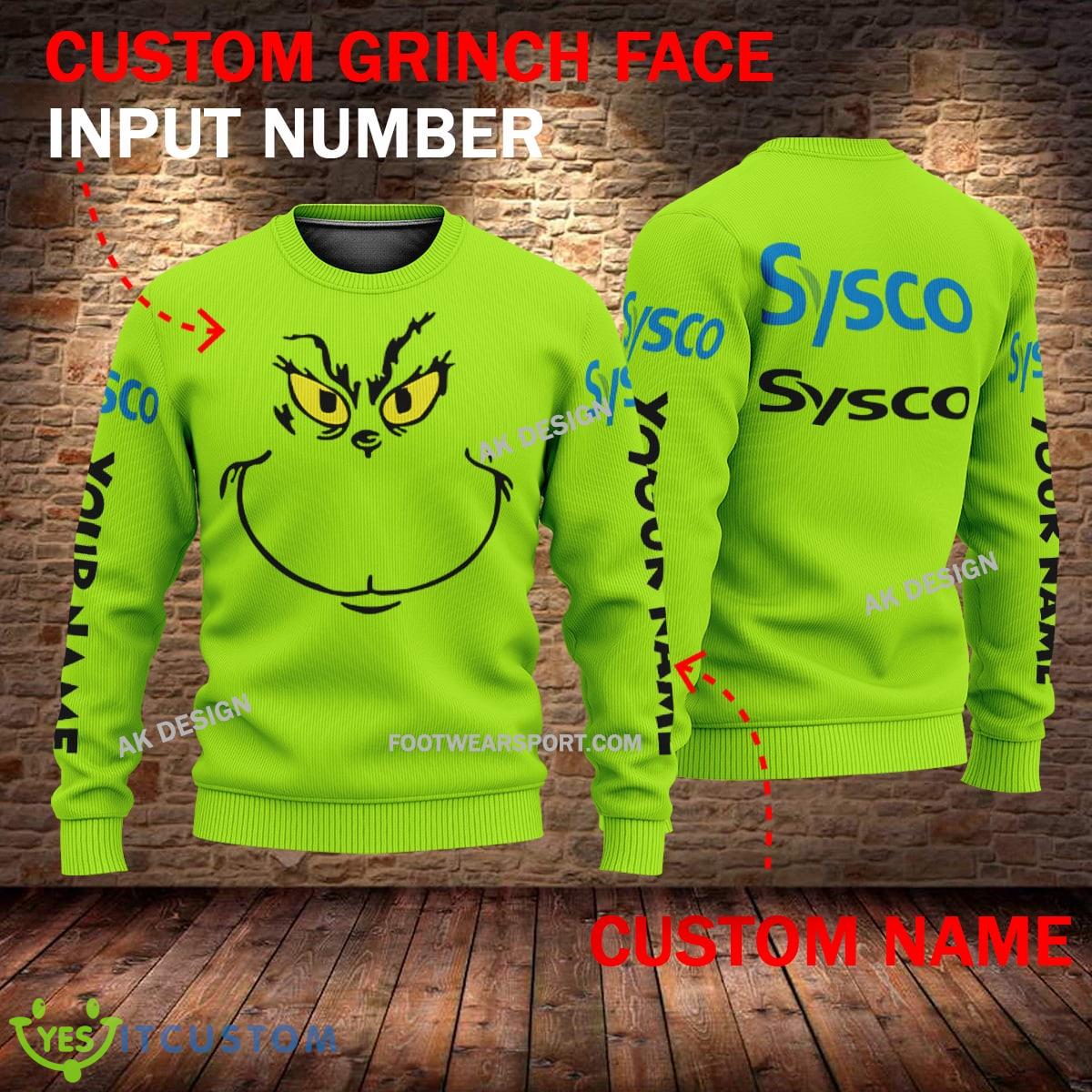 Sysco Grinch Face 3D Hoodie, Sweater Green Brand Full Print Custom ...